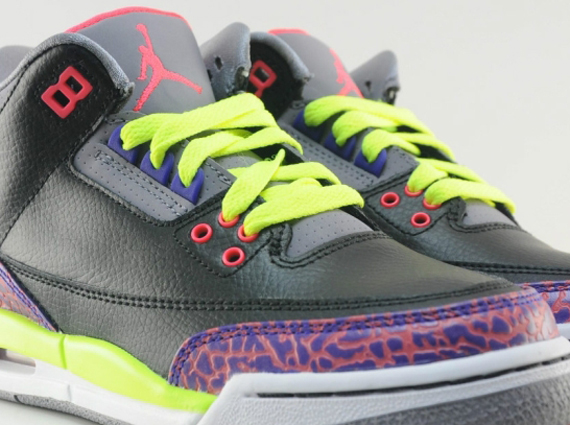 Air Jordan III GS: Black - Atomic Red - Volt - Air Jordans, Release ...
