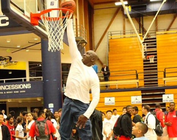 Michael Jordan, at age 50, Dunks in the Air Jordan Mid "True Blue ...
