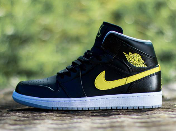 Air Jordan 1 Mid: Black - Vibrant Yellow - Wolf Grey - Air Jordans ...
